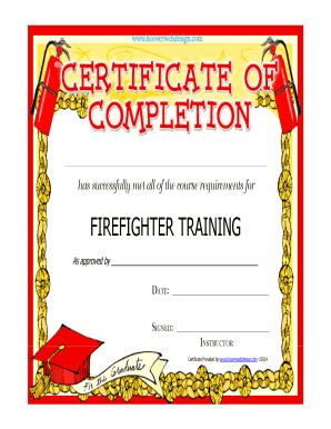 Fillable Online Award Certificate Firefighter Training. Award ...