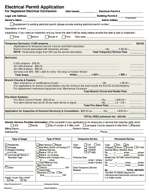 Fillable Online lincoln ne City Electrical Permit Application - lincoln ...