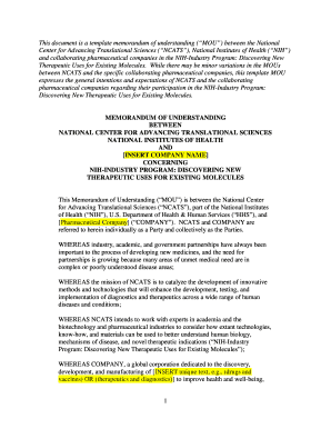 Fillable Online This document is a template memorandum of understanding ...