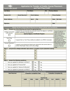 Fillable Online Application for Transfer of Credits, Course Placement, and ... Fax Email Print ...