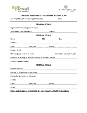 Fillable Online sfnsw org new moves HEALTHY LIFESTYLE PROGRAM REFERRAL FORM ALL ... - sfnsw org ...