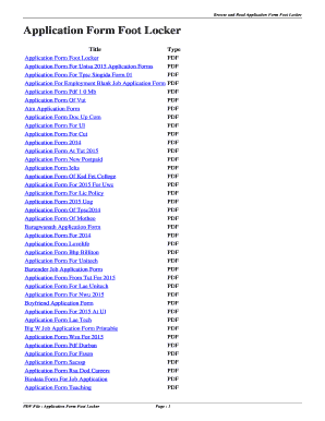 Fillable Online Application Form Foot Locker. application form foot ...