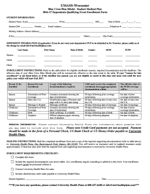 Fillable Online UMW-Dep Qualifying Event Enrollment Form Fax Email ...