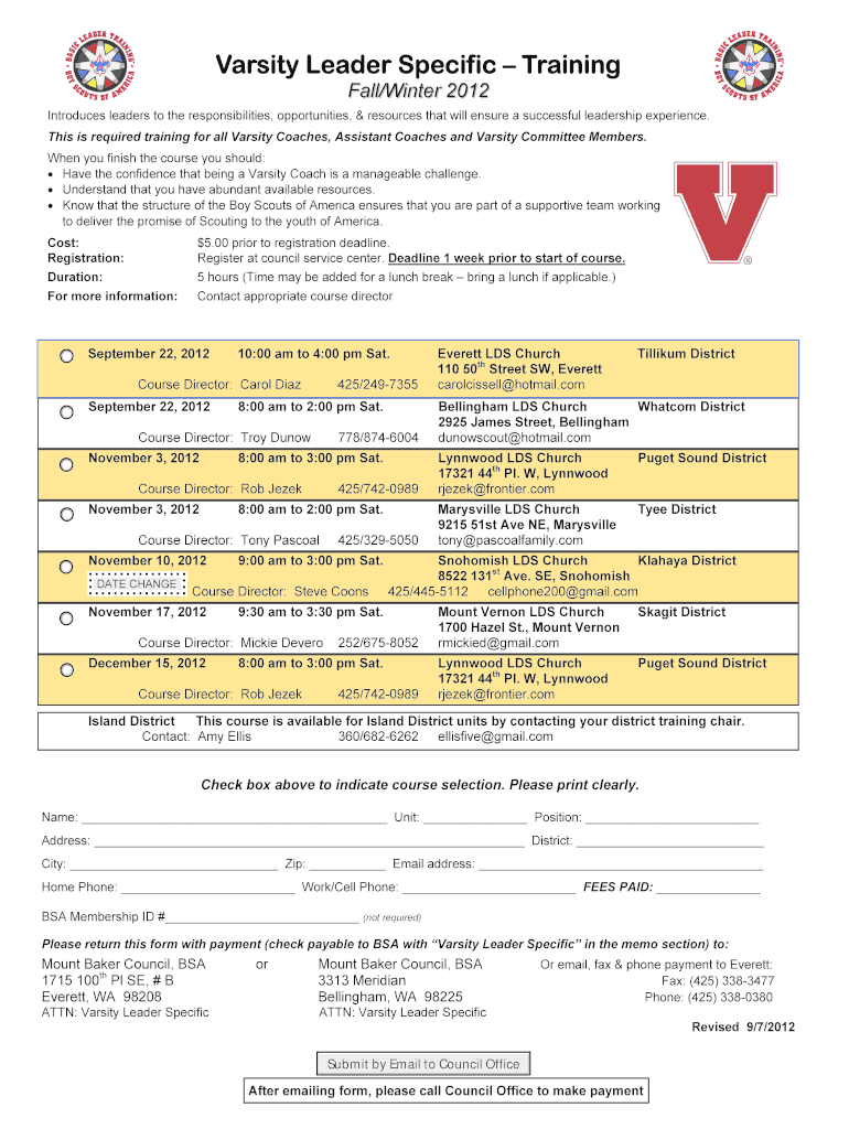 Fillable Online mountbakerbsa Varsity Leader Specific Training Fax Email Print - pdfFiller