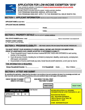 Fillable Online APPL ICATIO N FOR L LOW-IN COME E EXEMPT TION *2 ... - COJ.net Fax Email Print ...