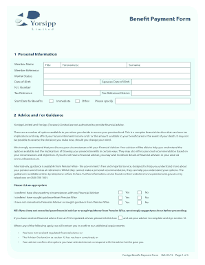 Fillable Online Yorsipp Benefit Form Fax Email Print - pdfFiller