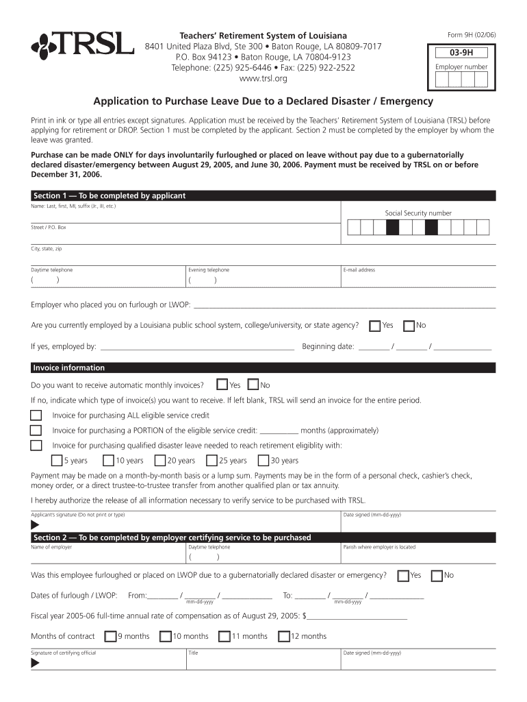 Fillable Online trsl Page 1 Teachers' Retirement System of Louisiana ...