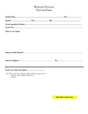 Fillable Online bowdoin Bowdoin College Failure Form Fax Email Print ...