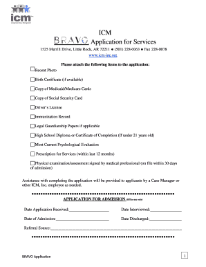 Fillable Online icm-inc ICM Application for Services Fax Email Print - pdfFiller