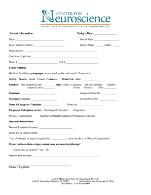 Fillable Online centerforneurology New Patient Forms - Center for ...