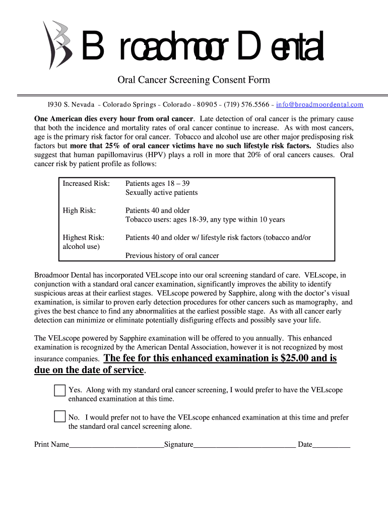 Fillable Online due on the date of service - Broadmoor Dental Fax Email ...