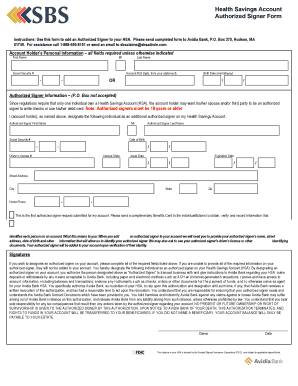 Fillable Online Health Savings Account Authorized Signer Form Fax Email Print - pdfFiller