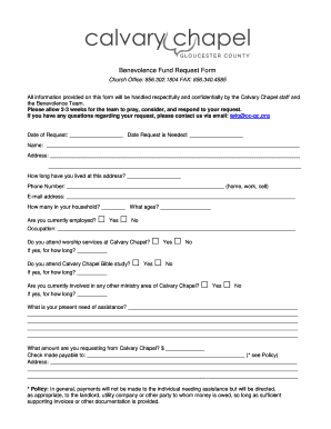 Benevolence Fund Request Form - Fill Online, Printable, Fillable, Blank ...