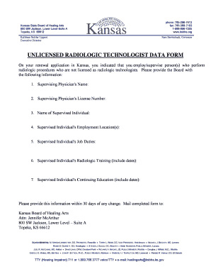 Fillable Online ksbha Unlicensed Rad Tech Data Form - Kansas State ...