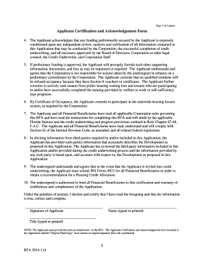 Fillable Online floridahousing Applicant Certification and Acknowledgement Form Fax Email Print ...