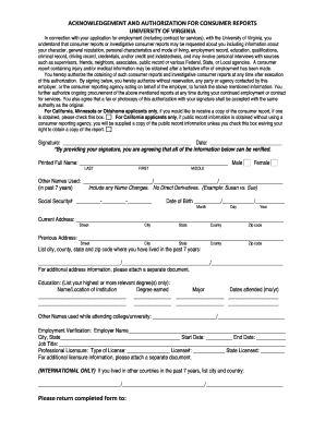 Fillable Online hr virginia ACKNOWLEDGEMENT AND AUTHORIZATION FOR ...