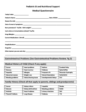 Fillable Online Pediatric GI and Nutritional Support Medical ...