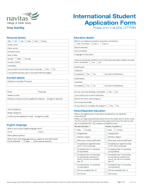 Fillable Online ncps edu International Student Application Form - Navitas College of Public ...