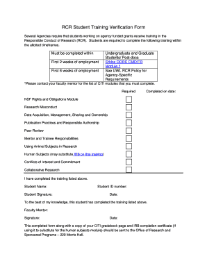 Fillable Online uwlax RCR Student Training Verification Form - uwlax ...