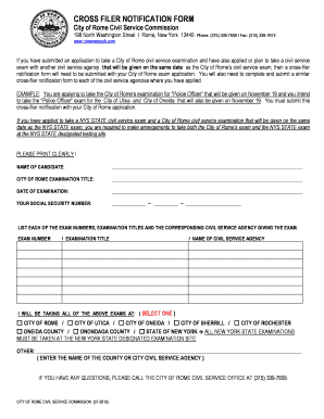 Fillable Online cross filer notification form - City of Rome Fax Email ...