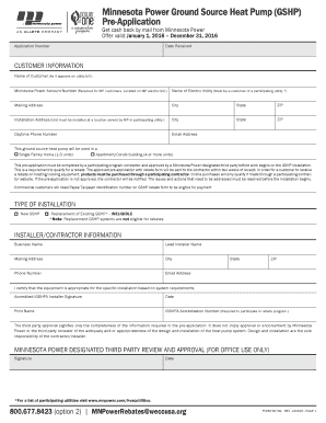 Fillable Online Minnesota Power Ground Source Heat Pump (GSHP) Pre ...