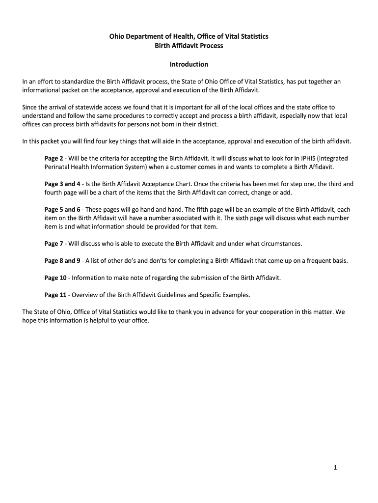 Fillable Online odh ohio Birth Affidavit Guide.pdf - Ohio Department of ...