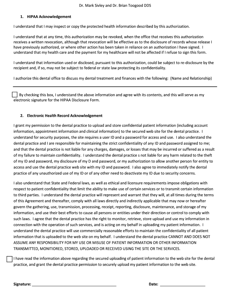 Fillable Online 1. HIPAA Acknowledgement Fax Email Print - pdfFiller