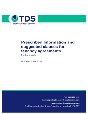 Fillable Online Prescribed Information and Clauses - Tenancy Deposit ...