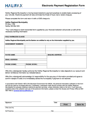 Fillable Online halifax Electronic Payment Registration Form - halifax.ca Fax Email Print ...
