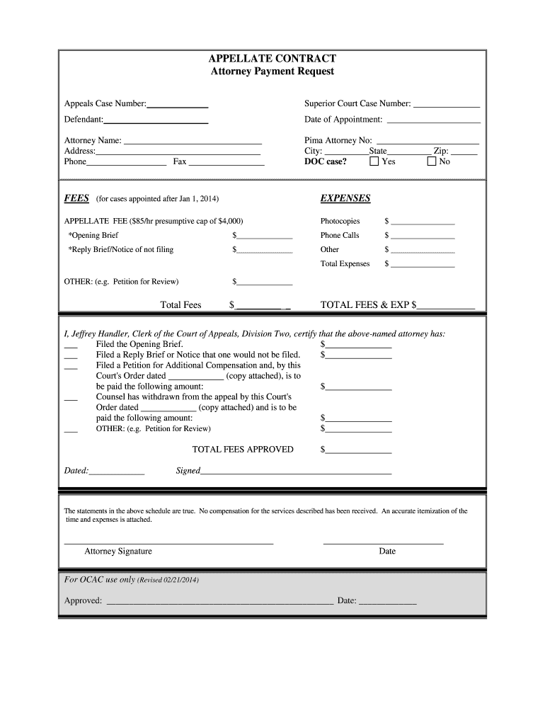 Fillable Online APPELLATE CONTRACT Fax Email Print - pdfFiller