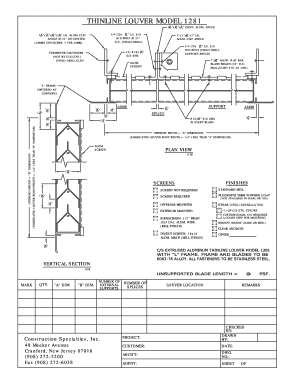 Fillable Online THINLINE LOUVER MODEL 1281 - Construction Specialties ...