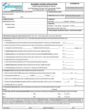 Fillable Online BUSINESS LICENSE APPLICATION For Calendar Year Fax ...