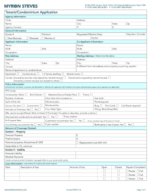 Fillable Online Tenant Homeowner/Condo Application Fax Email Print ...
