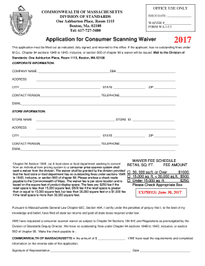Fillable Online mass Application for Consumer Scanning Waiver - Mass.Gov - mass Fax Email Print ...