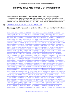 Fillable Online lihuaz kalloop Chicago Title And Trust Lien Waiver Form ...