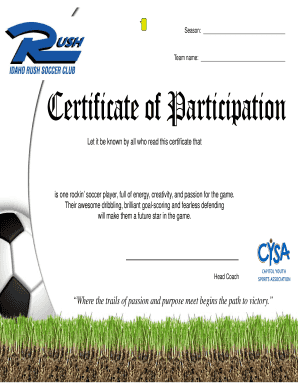 Fillable Online Rec/Select certificate of participation - Idaho Rush ...