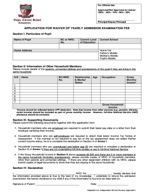 Fillable Online acsindep moe edu Application form for waiver of adm ...
