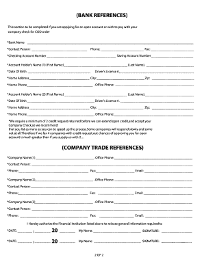Fillable Online Bank References - Auto Supply ALBA Fax Email Print ...