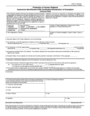 Fillable Online eclkc ohs acf hhs Assurance Identification/IRB ...