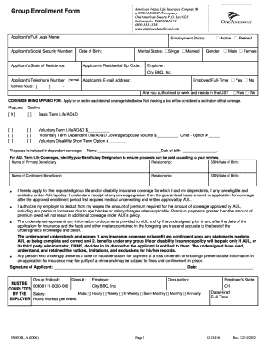 Fillable Online Group Enrollment Form a company One American Square, P ...