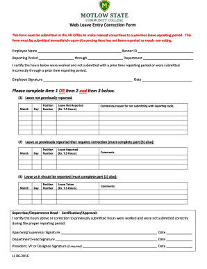 Fillable Online mscc Web Leave Entry Correction Form Please complete ...