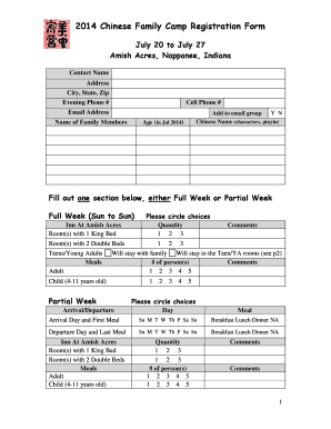 Fillable Online 2014 Chinese Family Camp Registration Form - GiantBrain ...