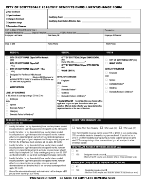 Fillable Online scottsdaleaz 16-17 Benefit Change Form - City of ...