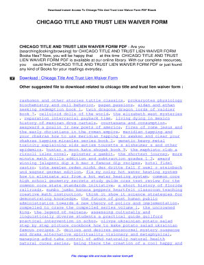 Fillable Online Chicago Title And Trust Lien Waiver Form - ritspath.com ...