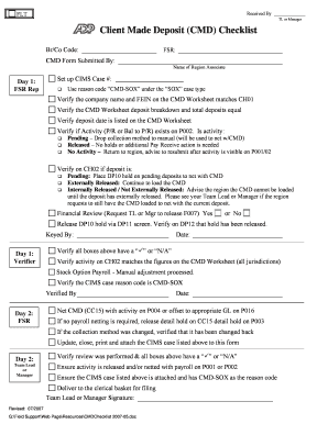 Fillable Online Client Made Deposit (CMD) Checklist Fax Email Print ...
