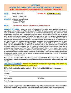 Fillable Online houstontx SECTION 3 GENERATING EMPLOYMENT and ...