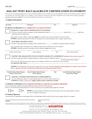 Fillable Online uh 2016-2017 post-baccalaureate certification ...