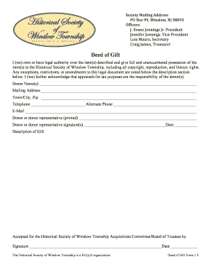 Fillable Online HSWT Deed of Gift Form - Version 1.3 copy Fax Email ...