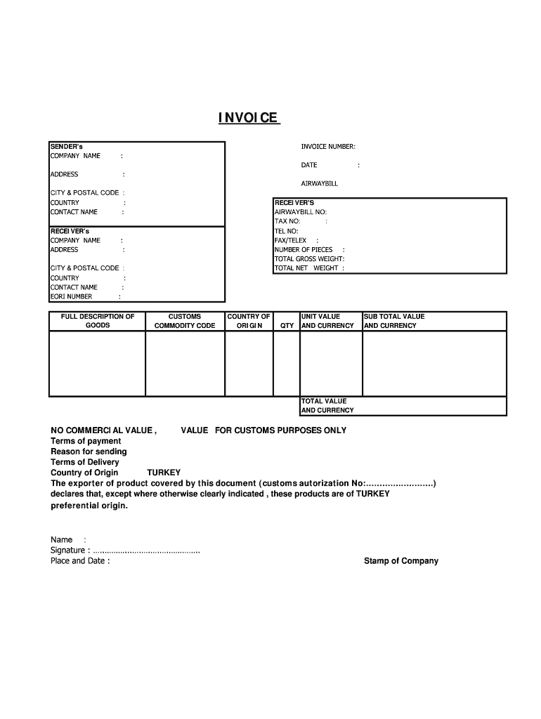 Fillable Online INVOICE - TNT Express Shipping Fax Email Print - pdfFiller