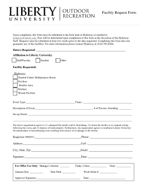Fillable Online liberty Facility Request Form. - Liberty University Fax Email Print - pdfFiller
